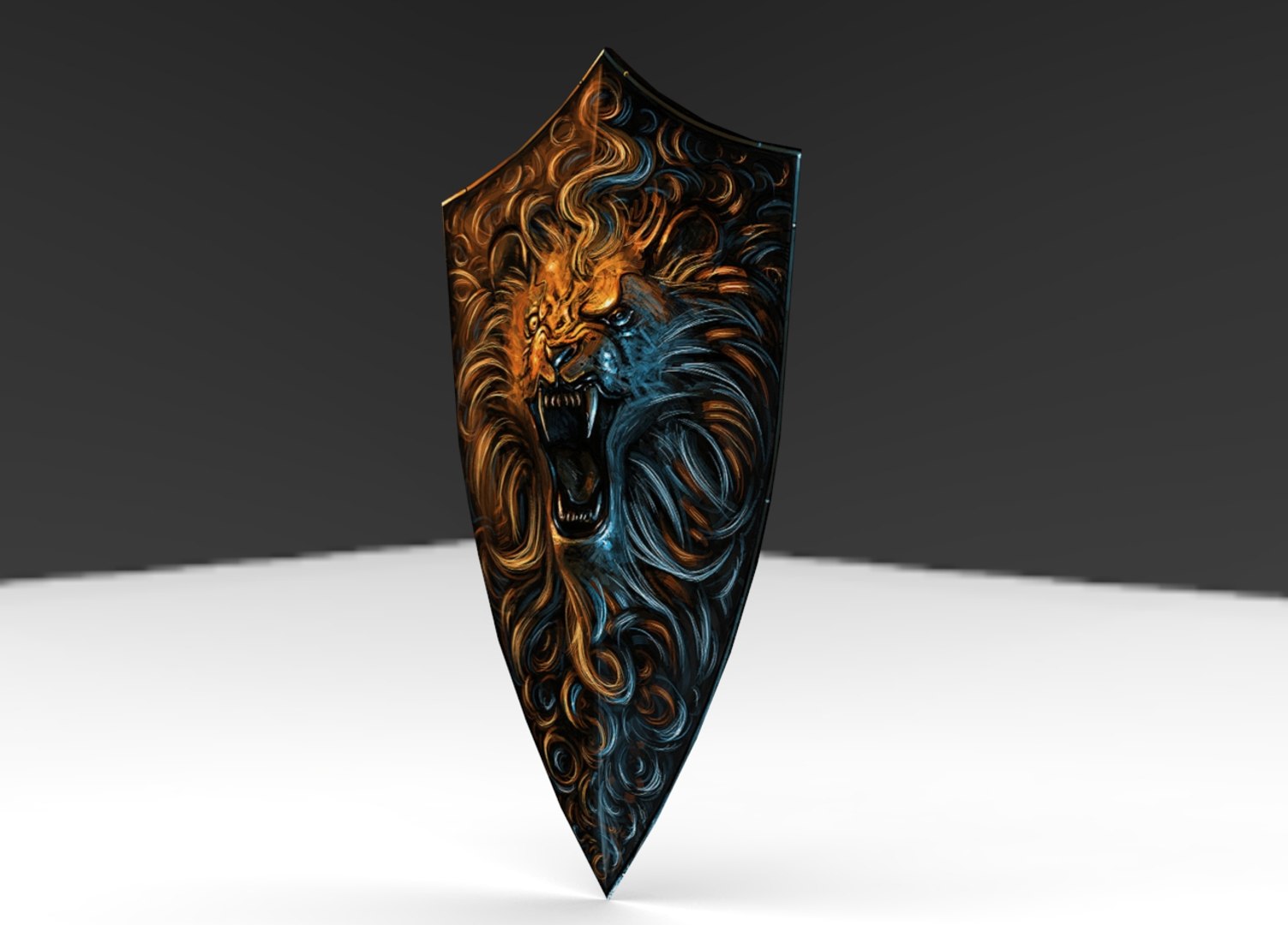 Gold Lion Shield 3d Fbx
