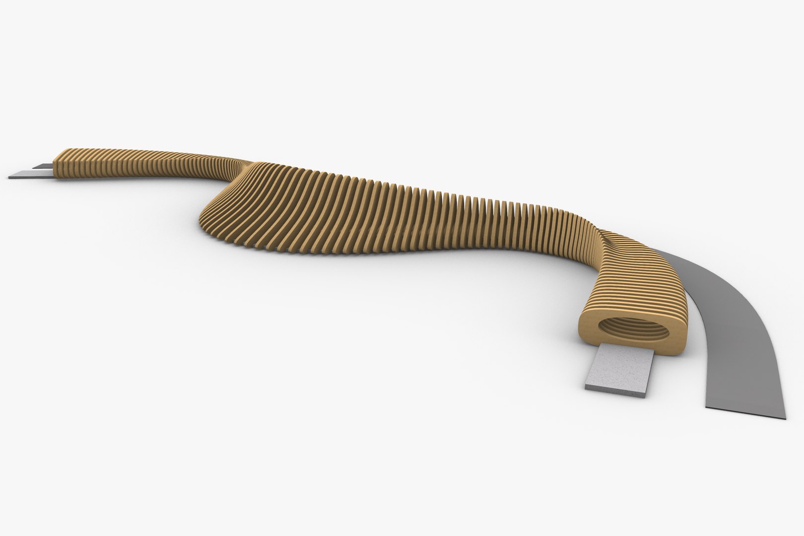 Outdoor Wavy Bench 3D Model - TurboSquid 2058404