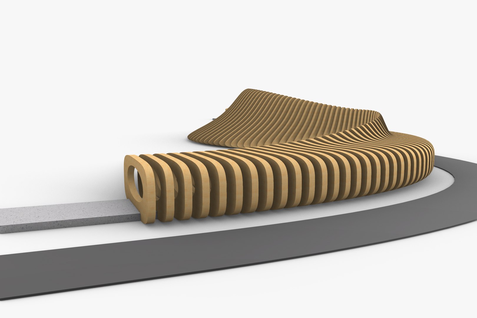 Outdoor Wavy Bench 3D Model - TurboSquid 2058404