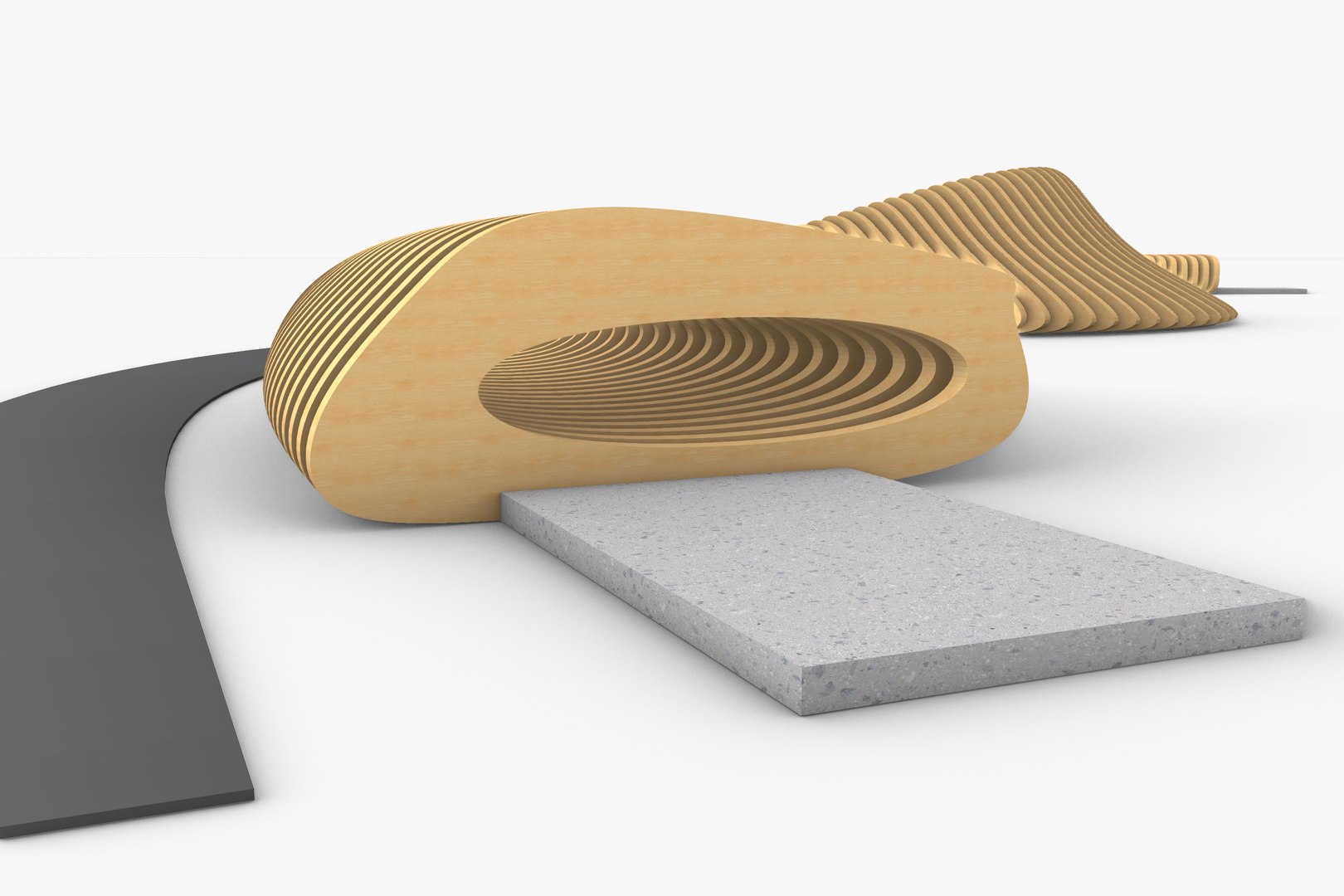 Outdoor Wavy Bench 3D Model - TurboSquid 2058404