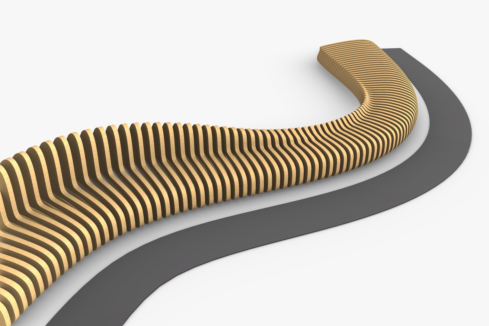 Outdoor Wavy Bench 3D Model - TurboSquid 2058404