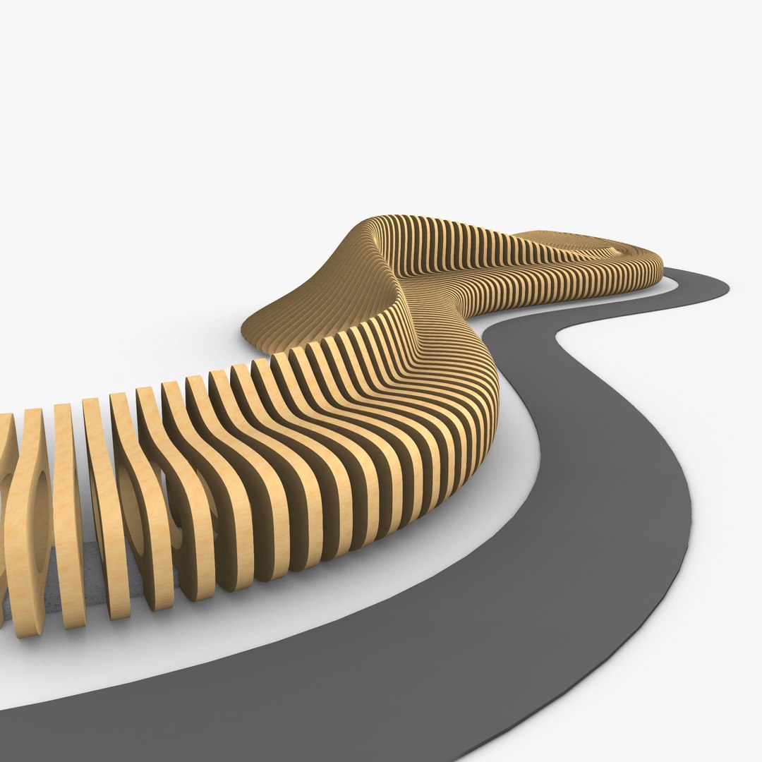 Outdoor Wavy Bench 3D Model - TurboSquid 2058404