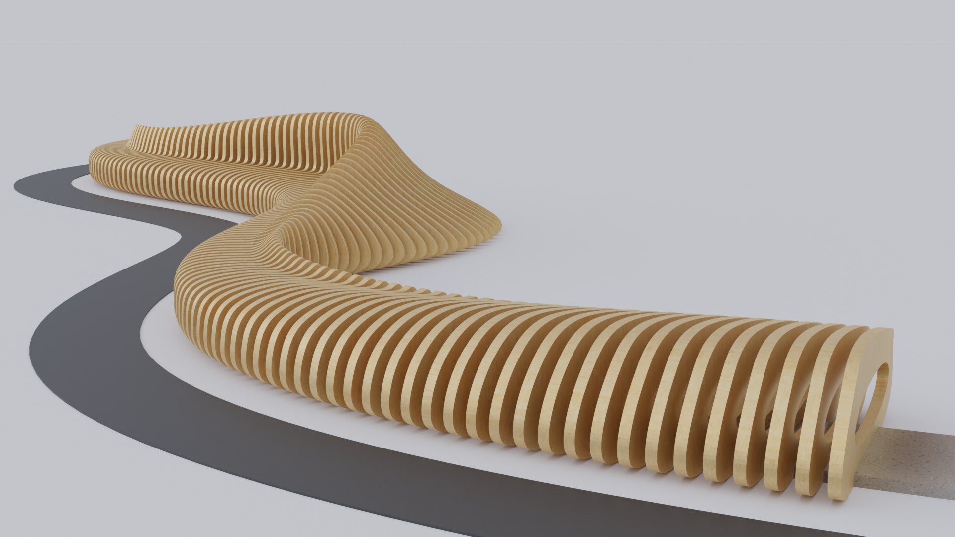 Outdoor Wavy Bench 3D Model - TurboSquid 2058404