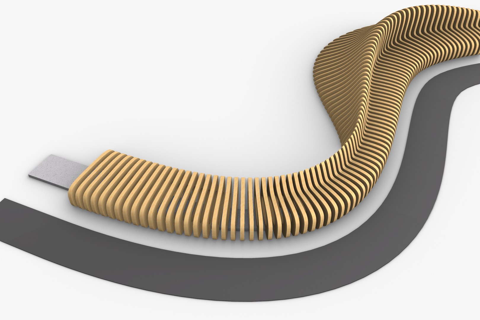 Outdoor Wavy Bench 3D Model - TurboSquid 2058404