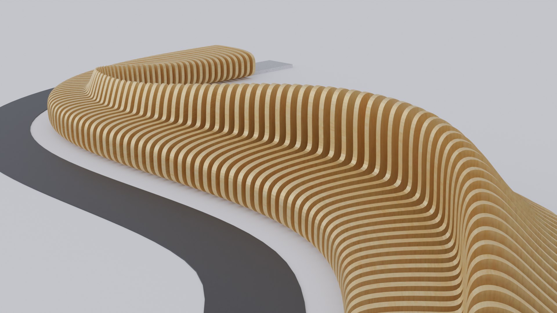 Outdoor Wavy Bench 3D Model - TurboSquid 2058404