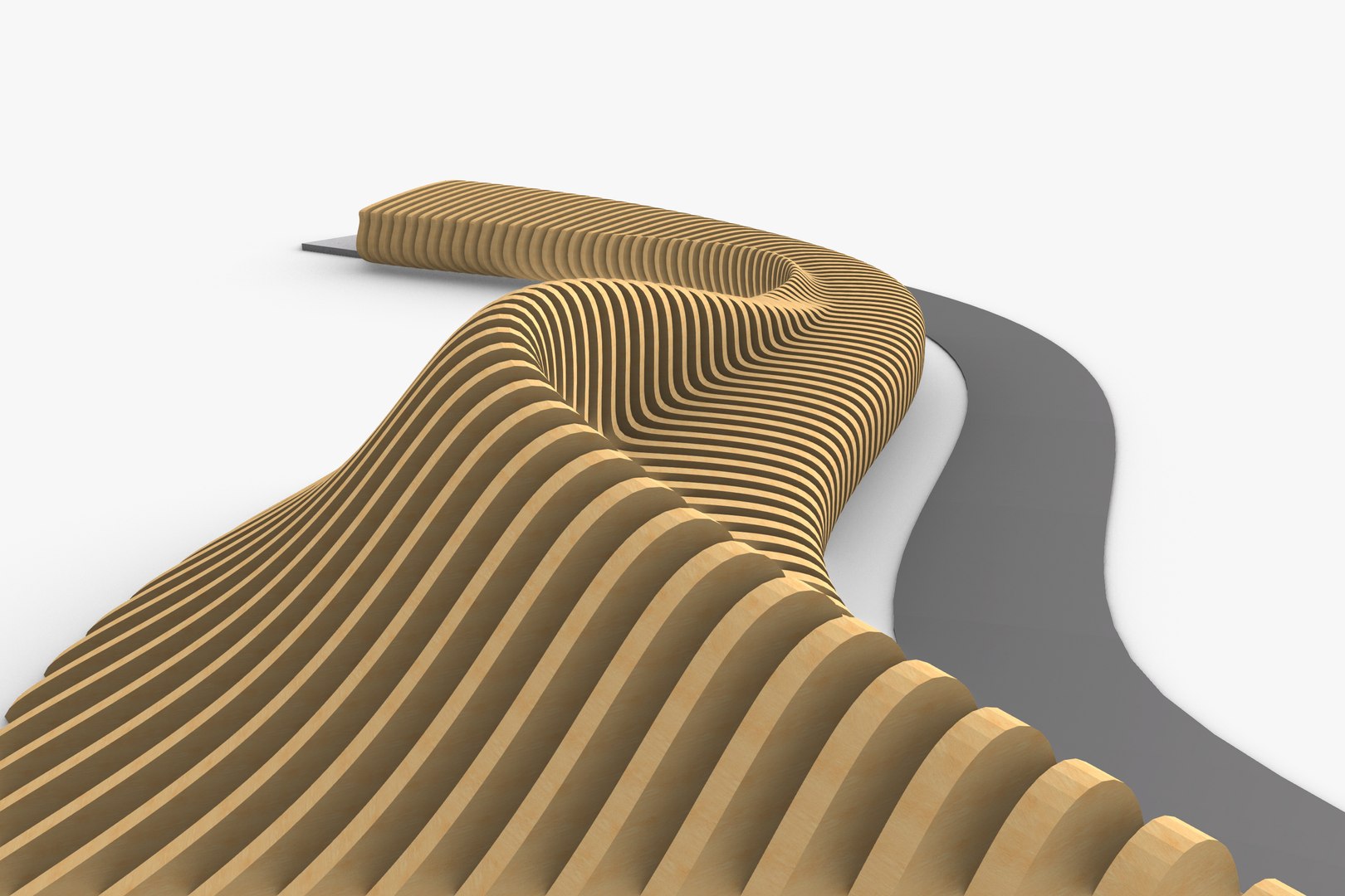 Outdoor Wavy Bench 3D Model - TurboSquid 2058404