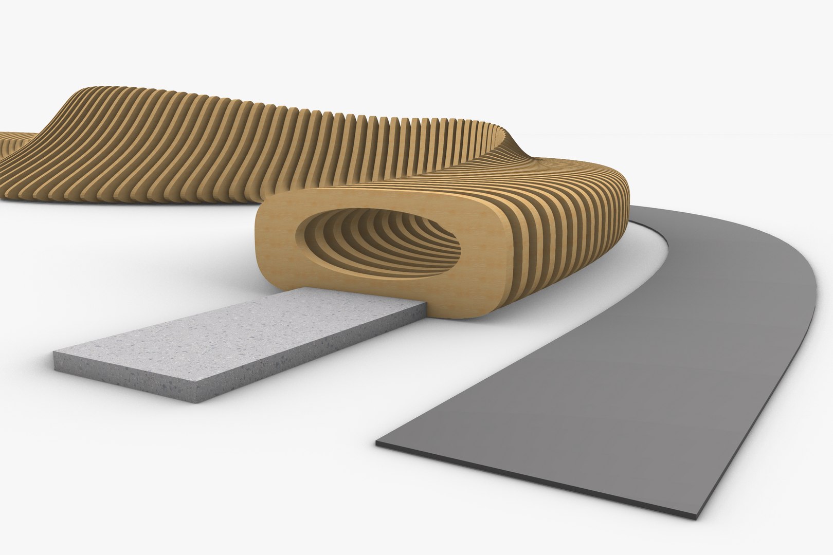 Outdoor Wavy Bench 3D Model - TurboSquid 2058404