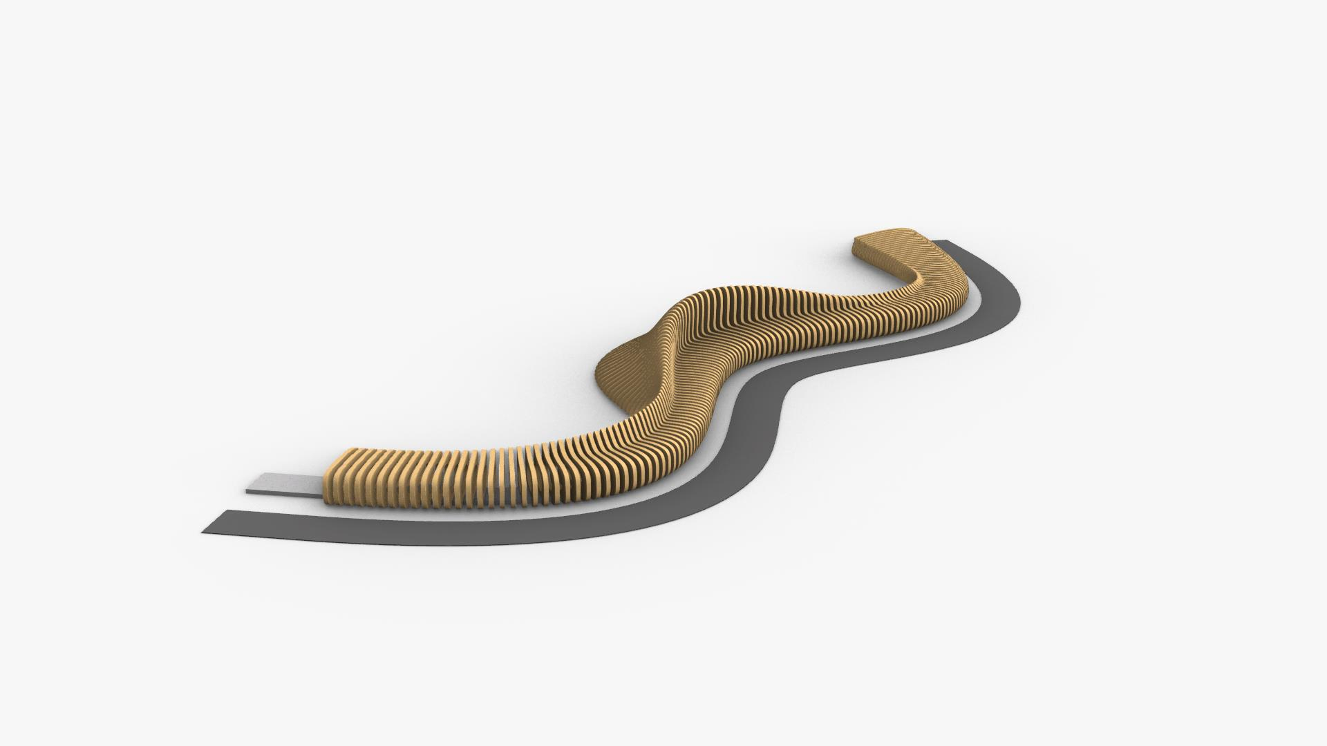 Outdoor Wavy Bench 3D Model - TurboSquid 2058404