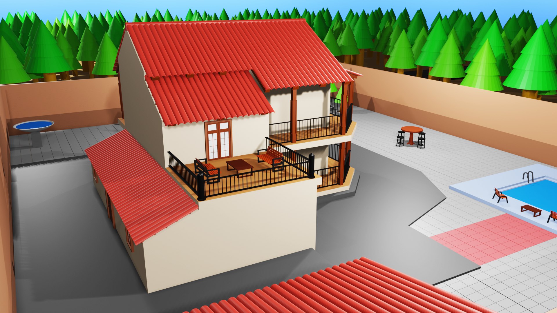 Modern house garden model - TurboSquid 1602708