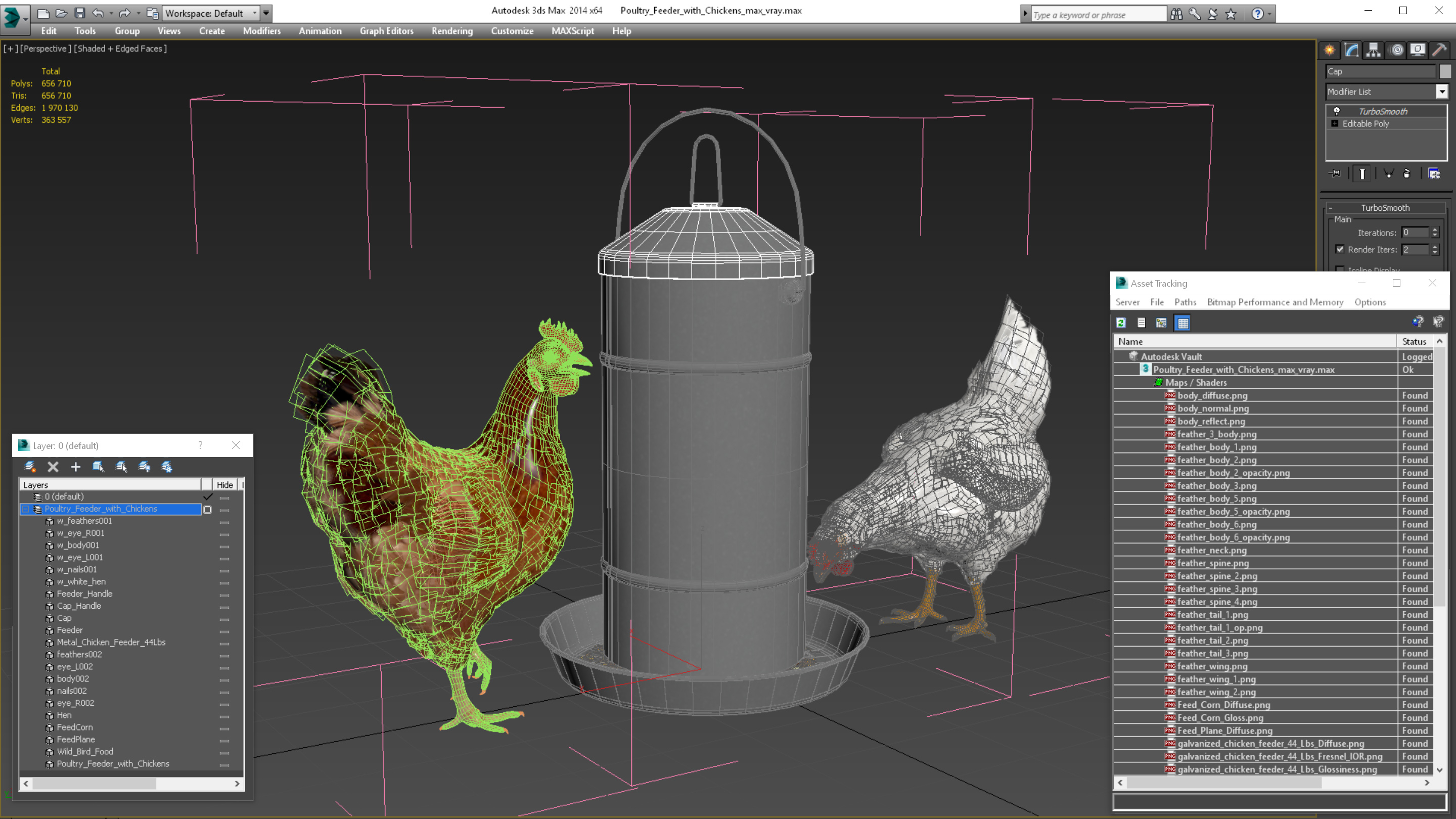Poultry Feeder with Chickens 3D - TurboSquid 1808604