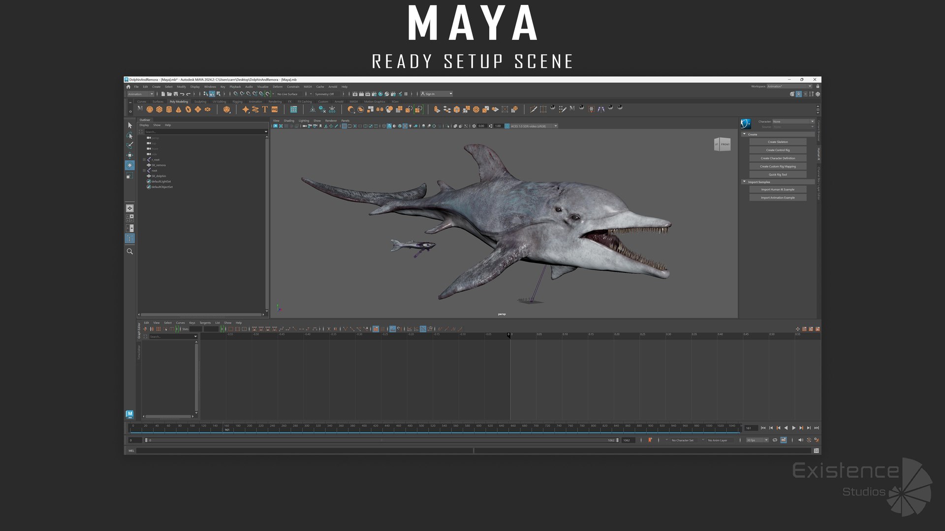 Dolphin And Remora - Realistic 3D Model - Animated Marine Monster - 62 3D Model - TurboSquid 2380857