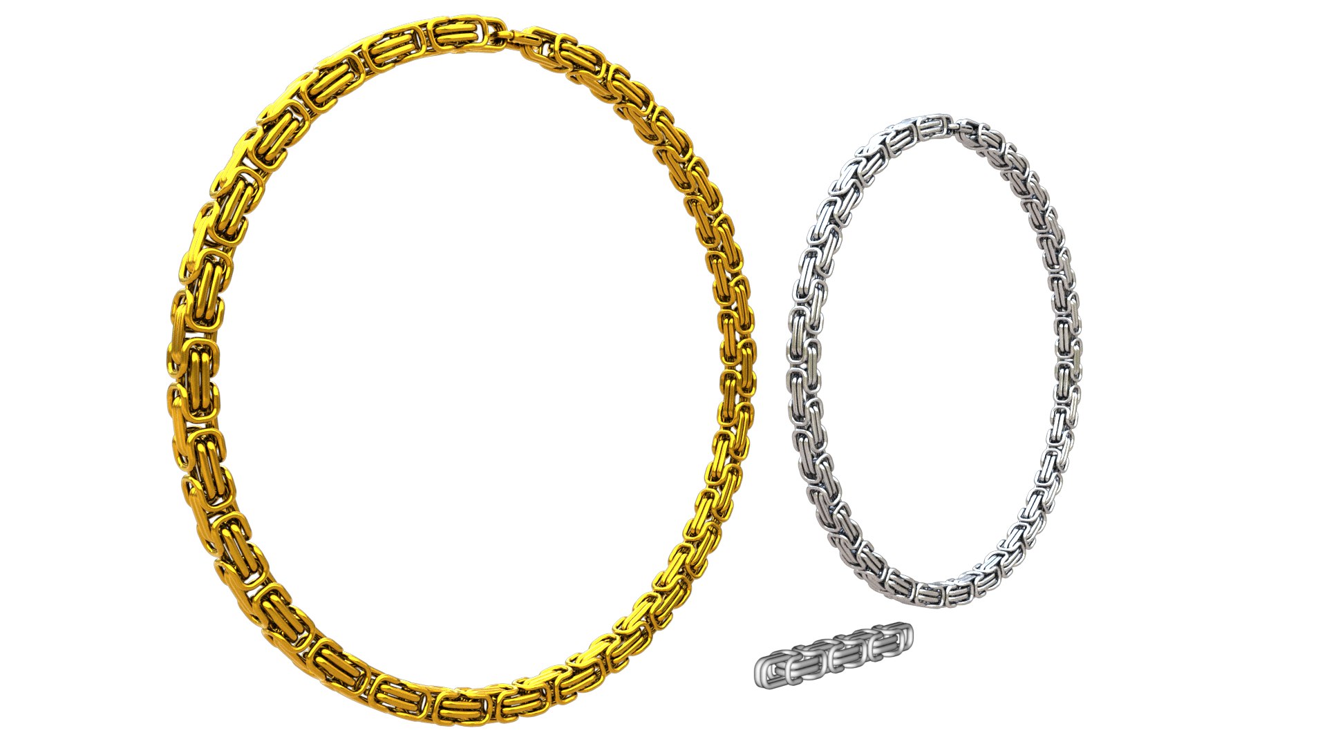 Gold Silver Chain 3D - TurboSquid 1927189