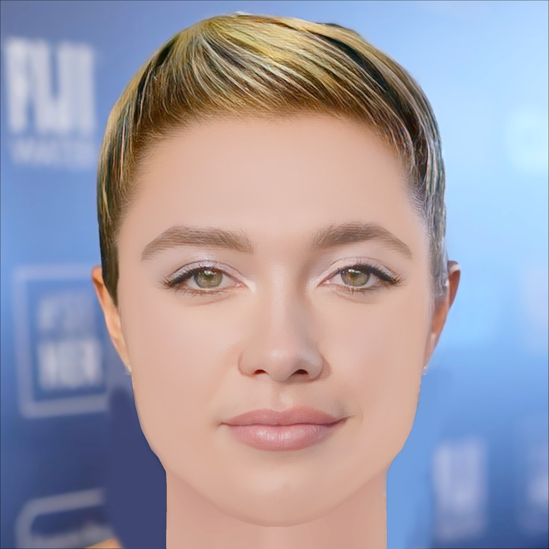 3D Florence Pugh Head - No Hair - Low Poly Head For Game Model ...