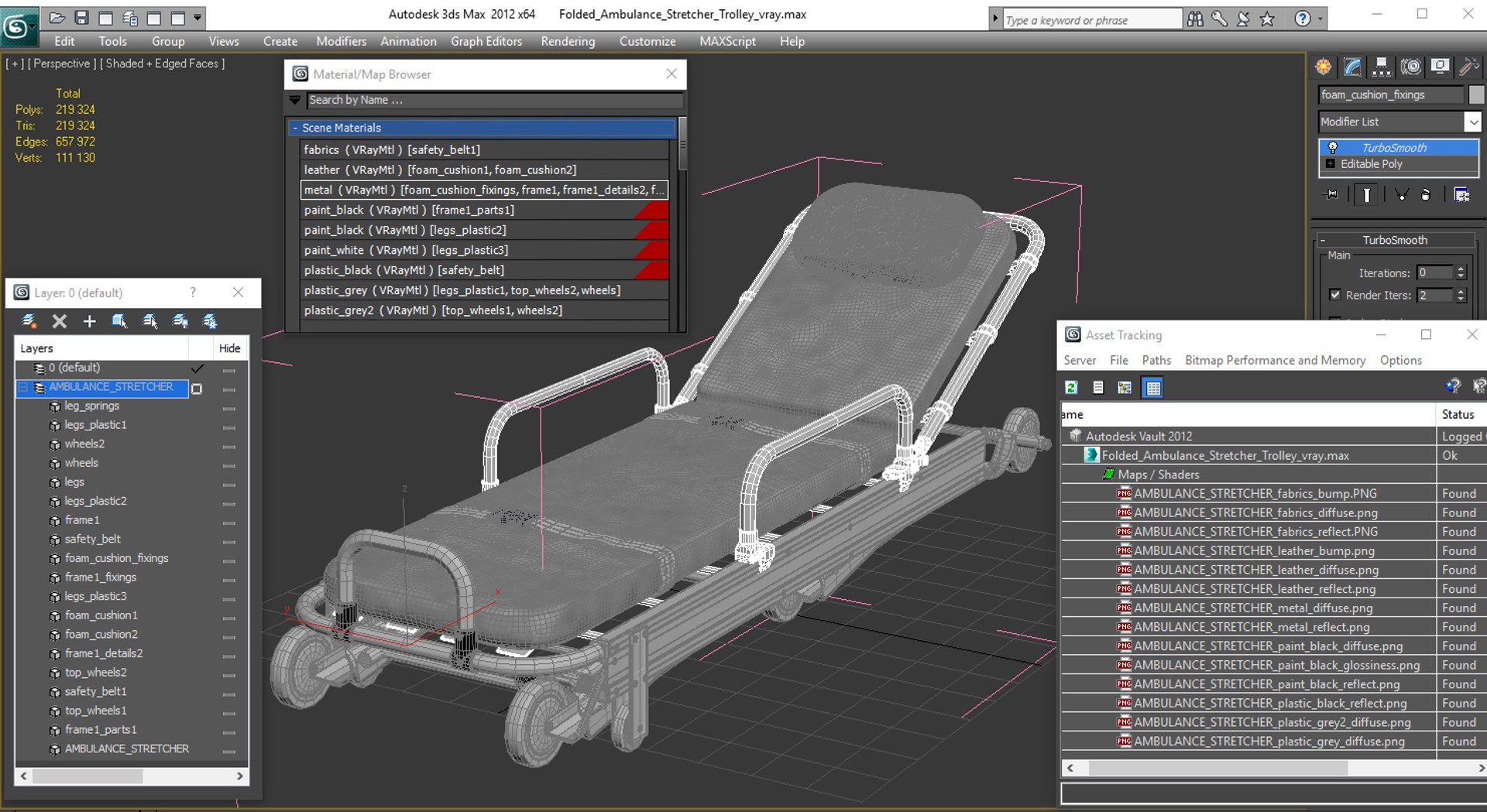 3D Folded Ambulance Stretcher Trolley Model - TurboSquid 1368490
