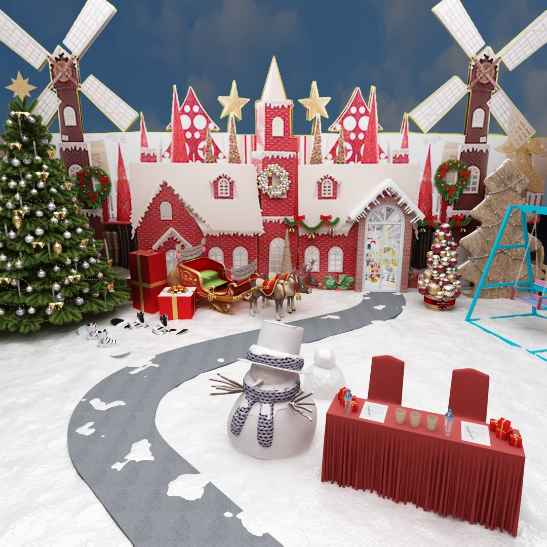 modelo 3d Amusement Park with Cristmas Decoration - TurboSquid 2015562