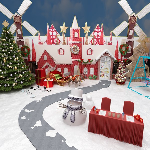Amusement Park with Cristmas Decoration 3D 모델 - TurboSquid 2015562