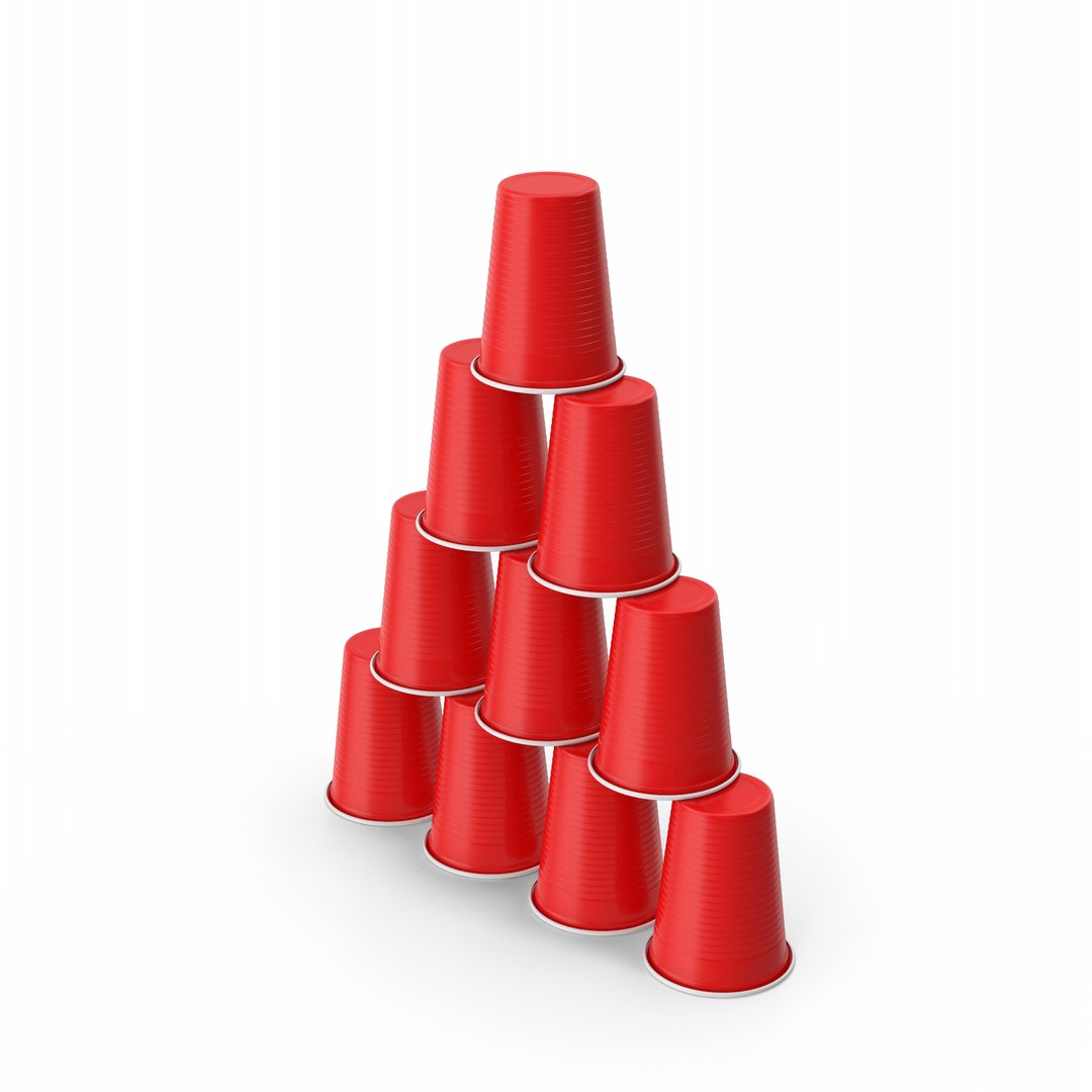 Stack Of Red Plastic Cups Model - TurboSquid 1925937