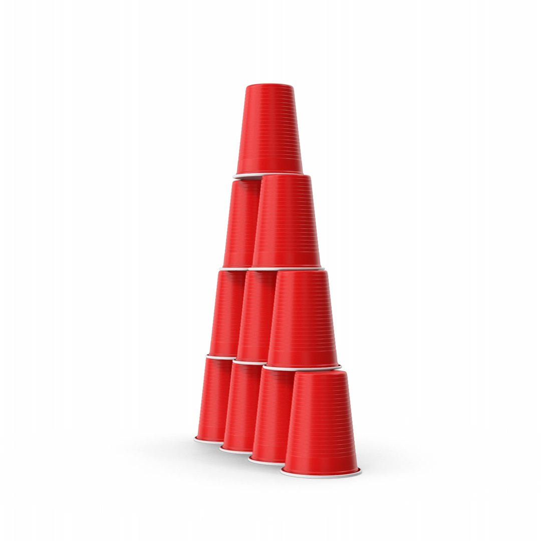Stack Of Red Plastic Cups Model - TurboSquid 1925937