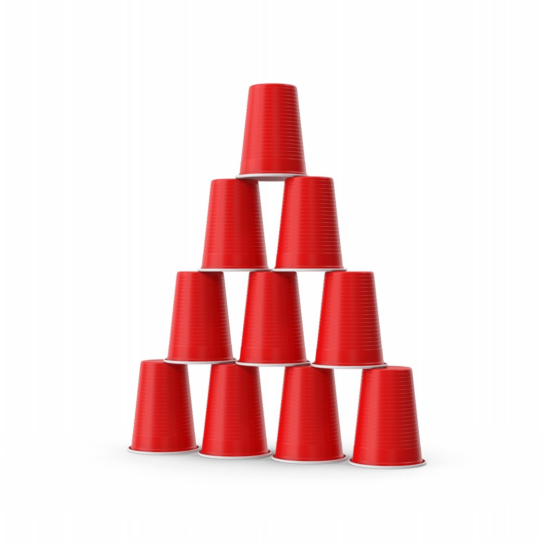 Stack Of Red Plastic Cups Model - TurboSquid 1925937