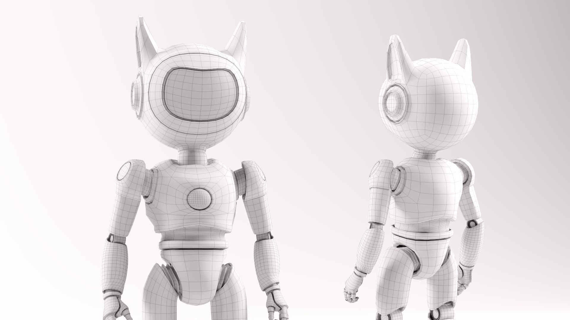 Cute Cat-Eared Sci-Fi Robot 3D - TurboSquid 2437160