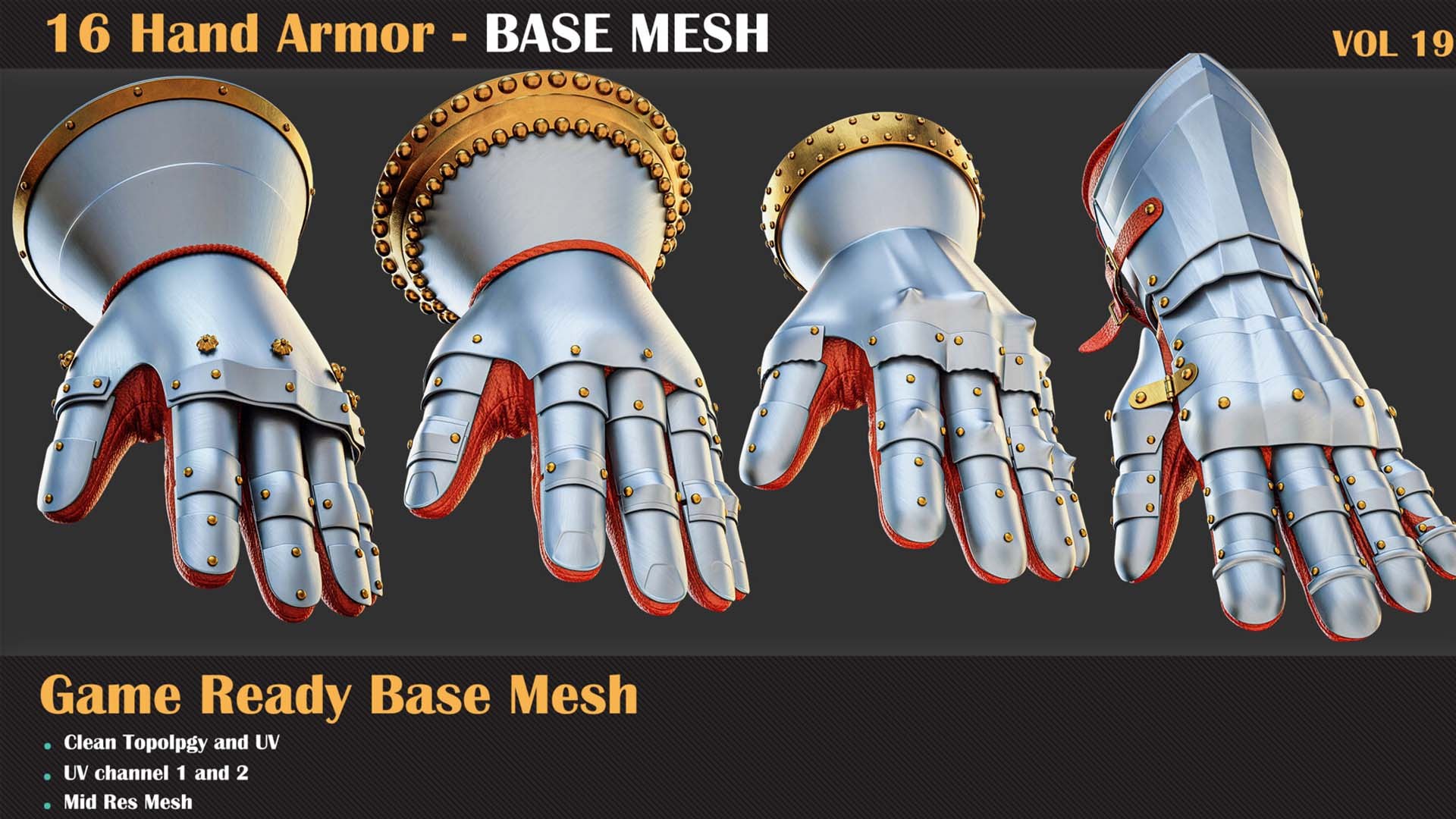3D 16 Hand Armor BASE MESH - VOL 19 Model - TurboSquid 2248873