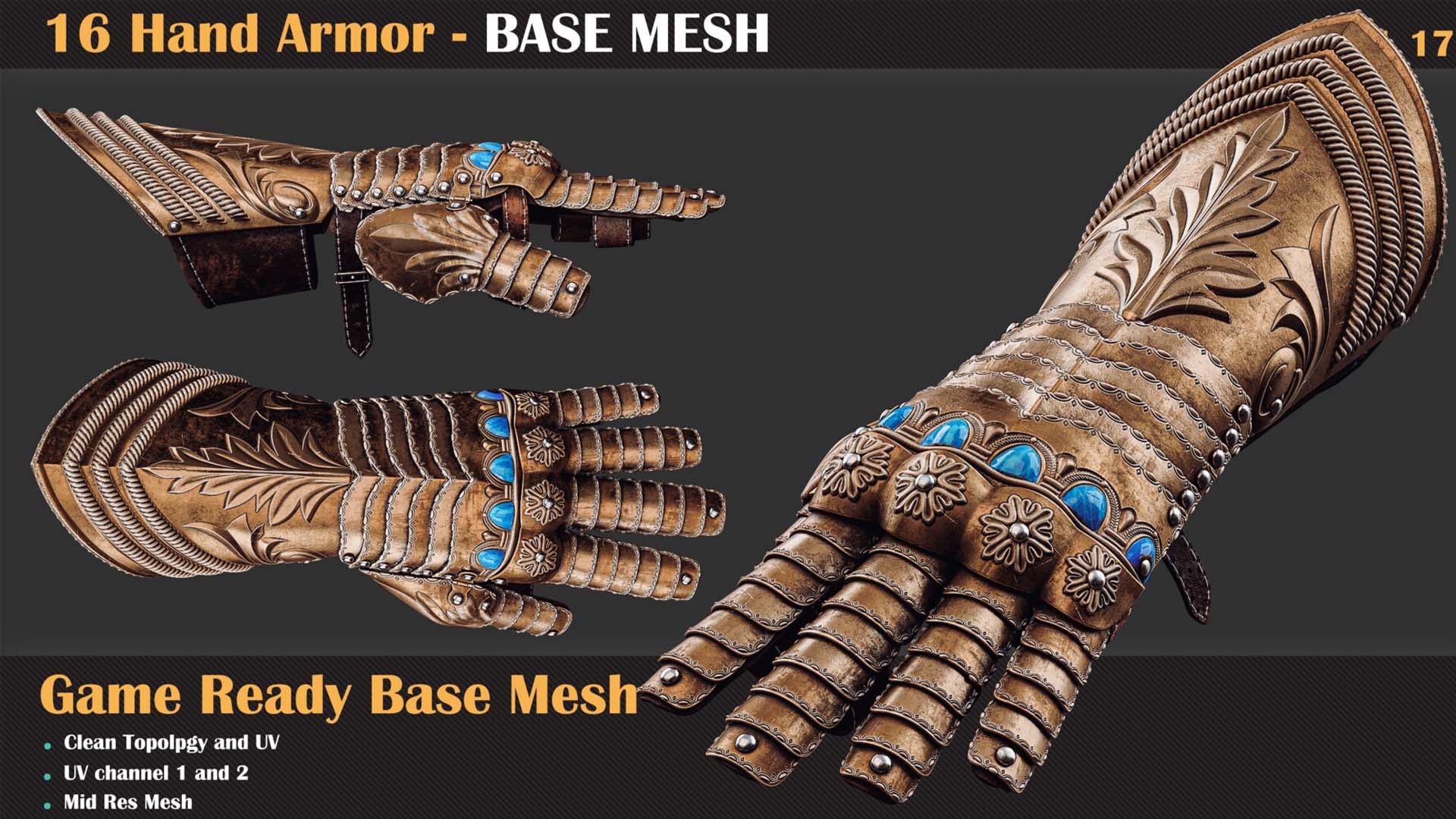 3D 16 Hand Armor BASE MESH - VOL 19 Model - TurboSquid 2248873