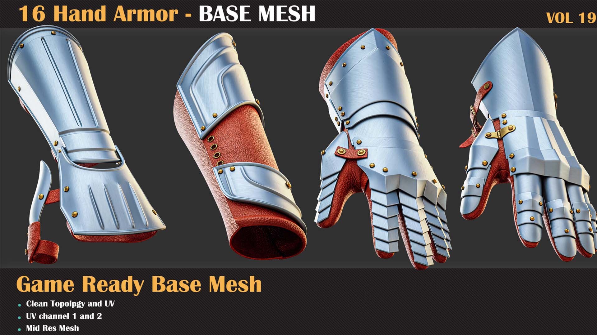 3D 16 Hand Armor BASE MESH - VOL 19 Model - TurboSquid 2248873
