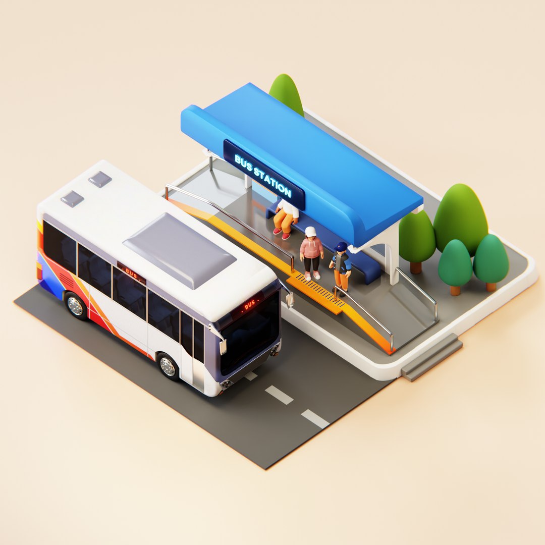 3D Bus Stop Station - TurboSquid 2346513