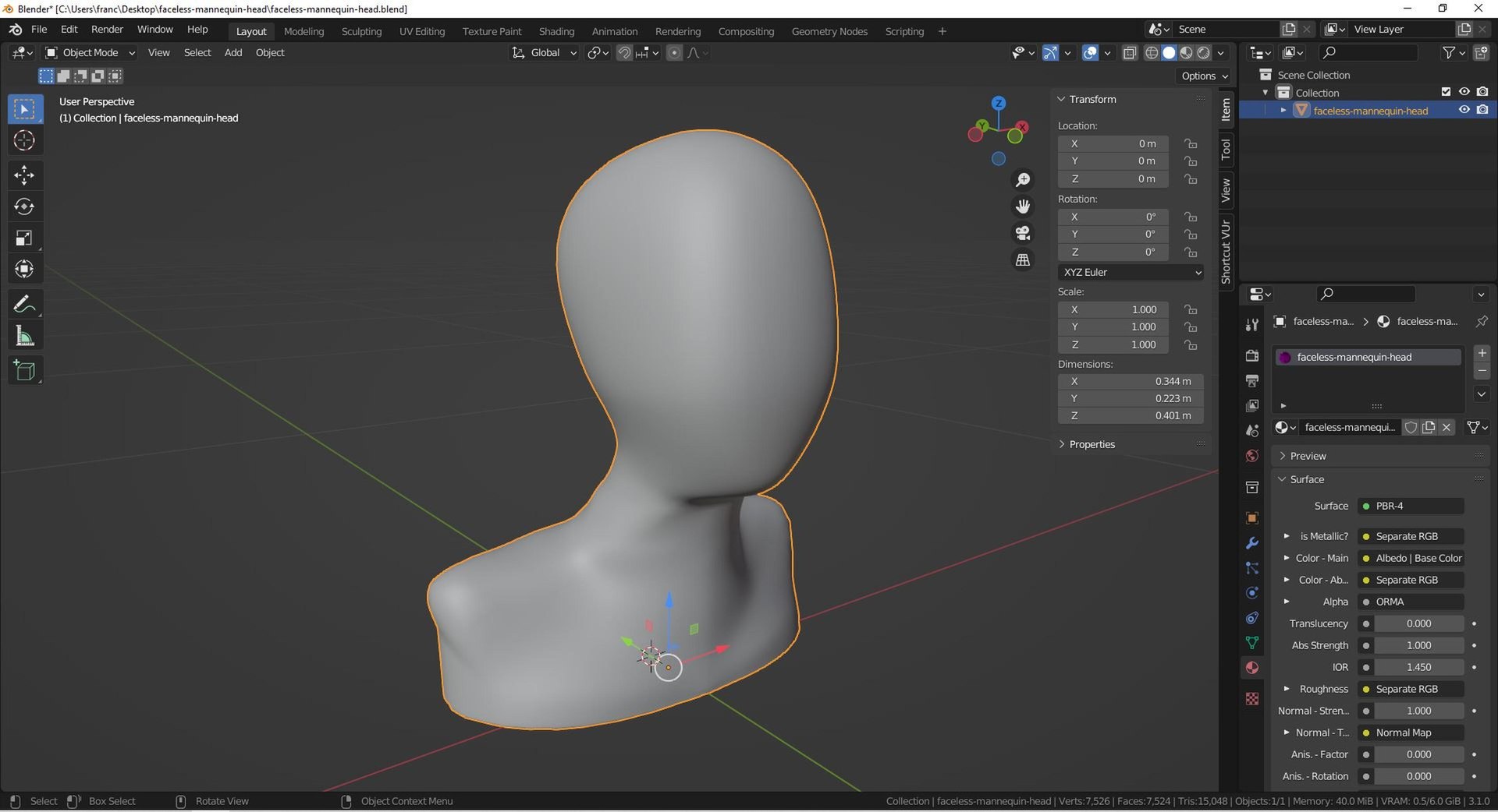 3D Faceless Mannequin Head - TurboSquid 1887803