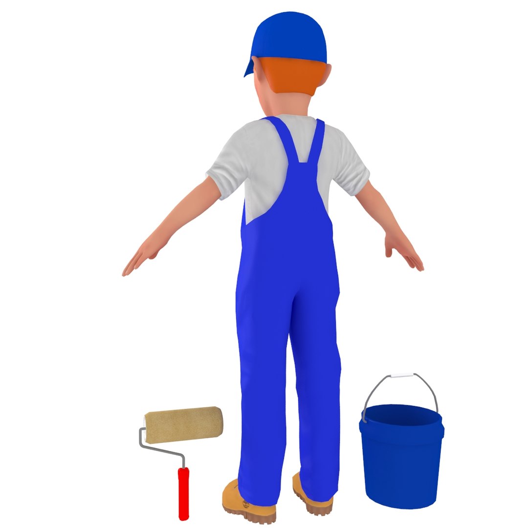 3D Cartoon Paint Worker 2 - TurboSquid 1356211