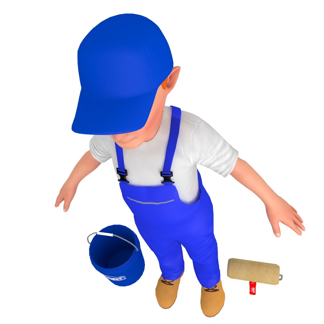 3D Cartoon Paint Worker 2 - TurboSquid 1356211