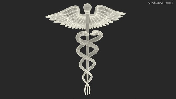 Silver caduceus symbol 3D model - TurboSquid 1496364