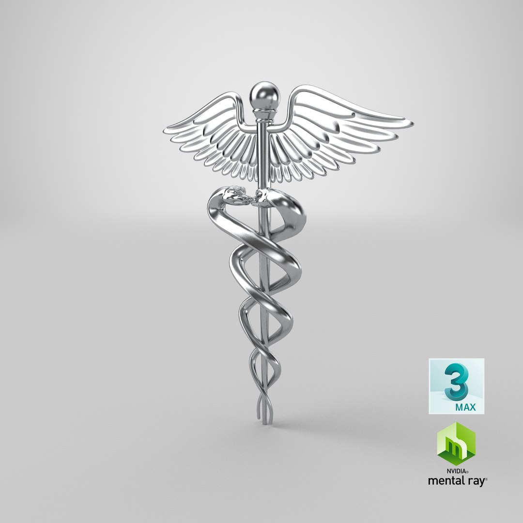 Silver caduceus symbol 3D model - TurboSquid 1496364