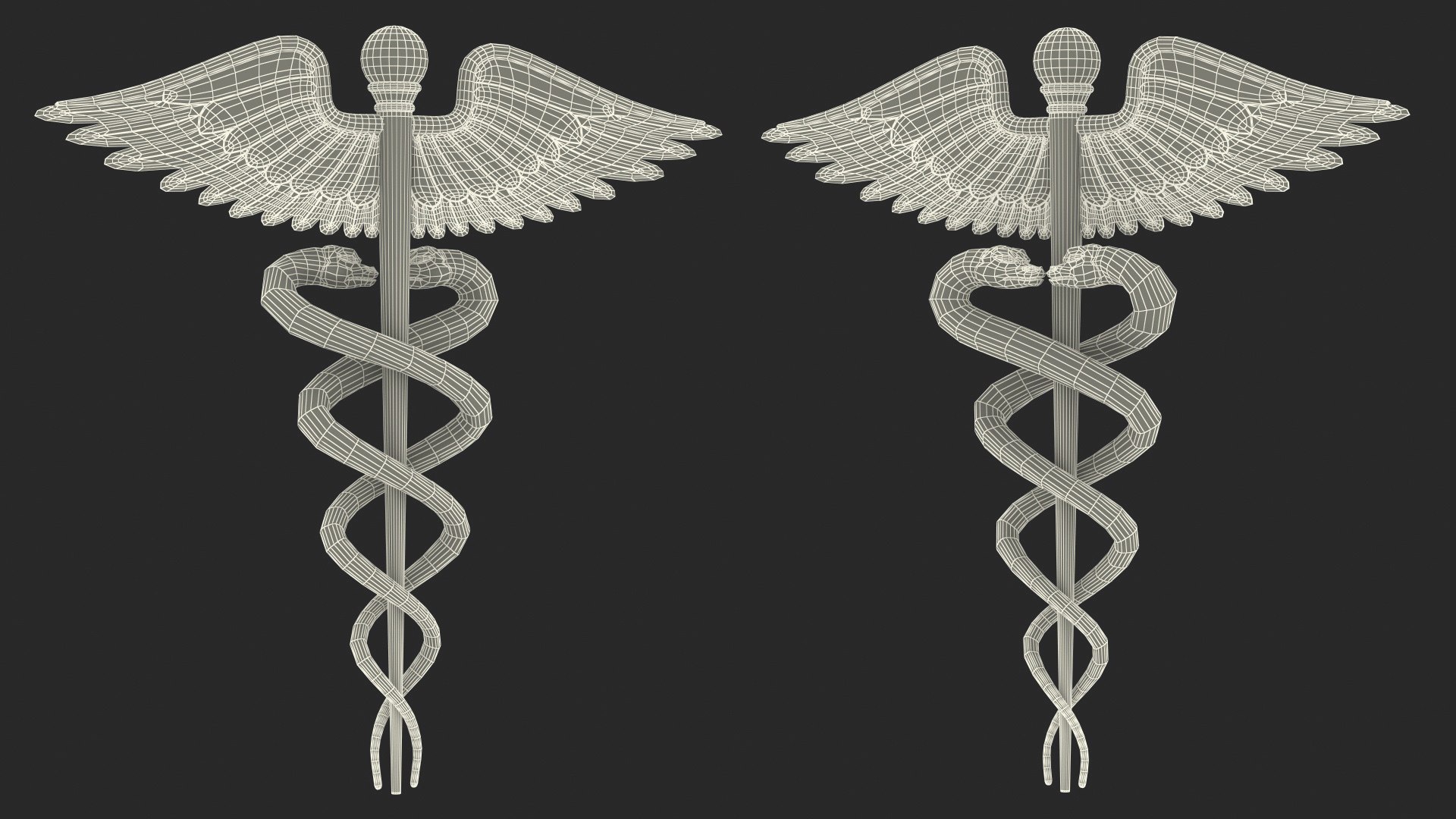 Silver caduceus symbol 3D model - TurboSquid 1496364