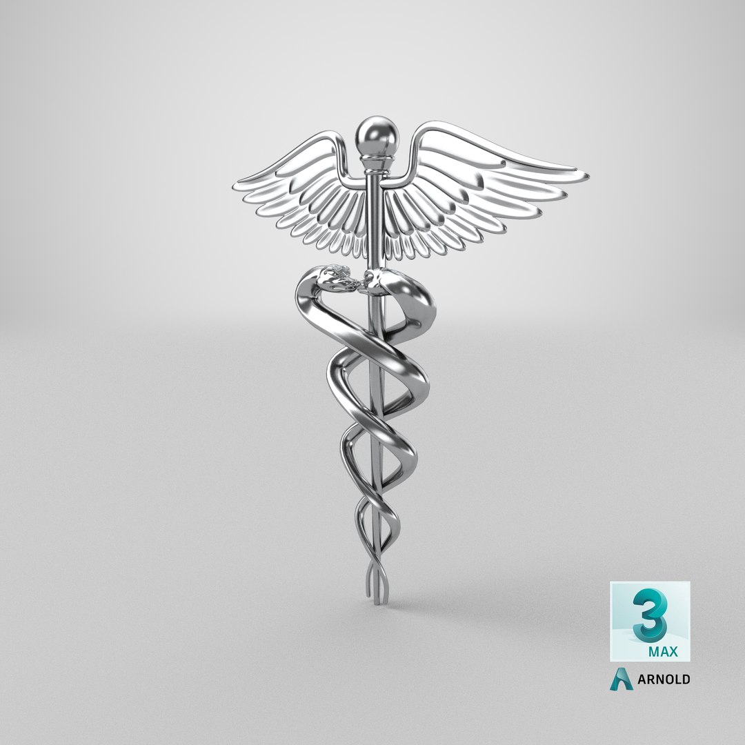 Silver caduceus symbol 3D model - TurboSquid 1496364
