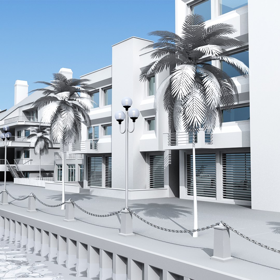 3d Seaside Port Model