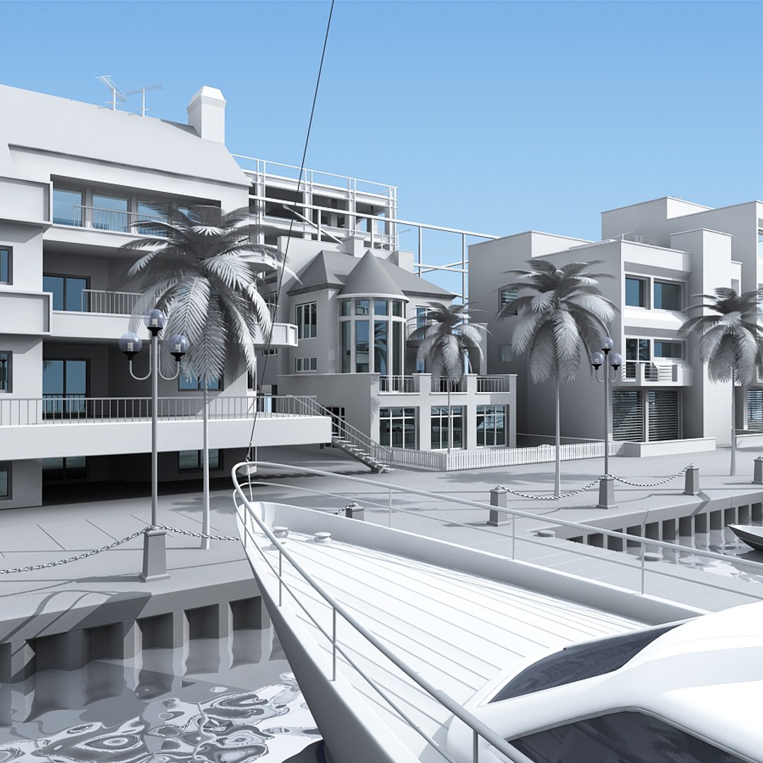 3d Seaside Port Model