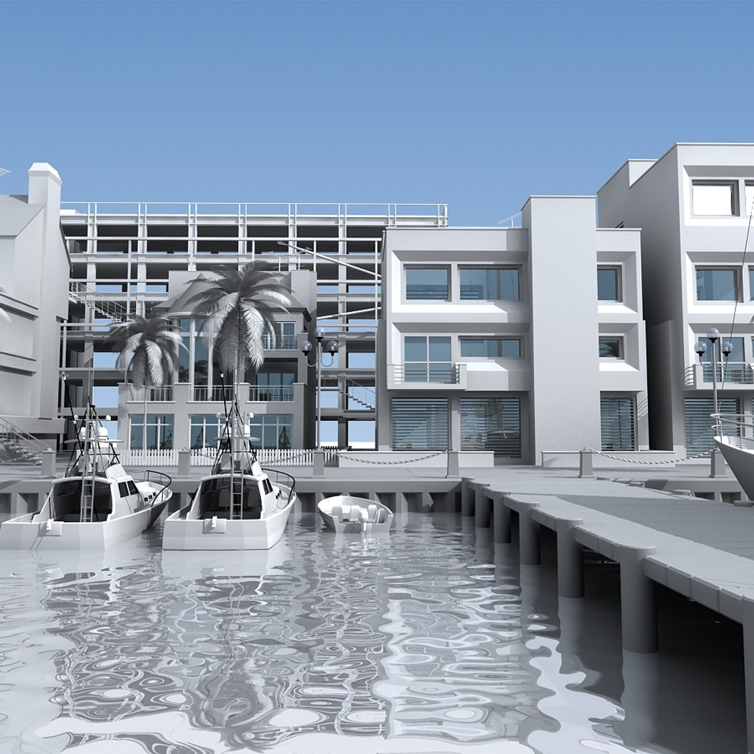 3d Seaside Port Model