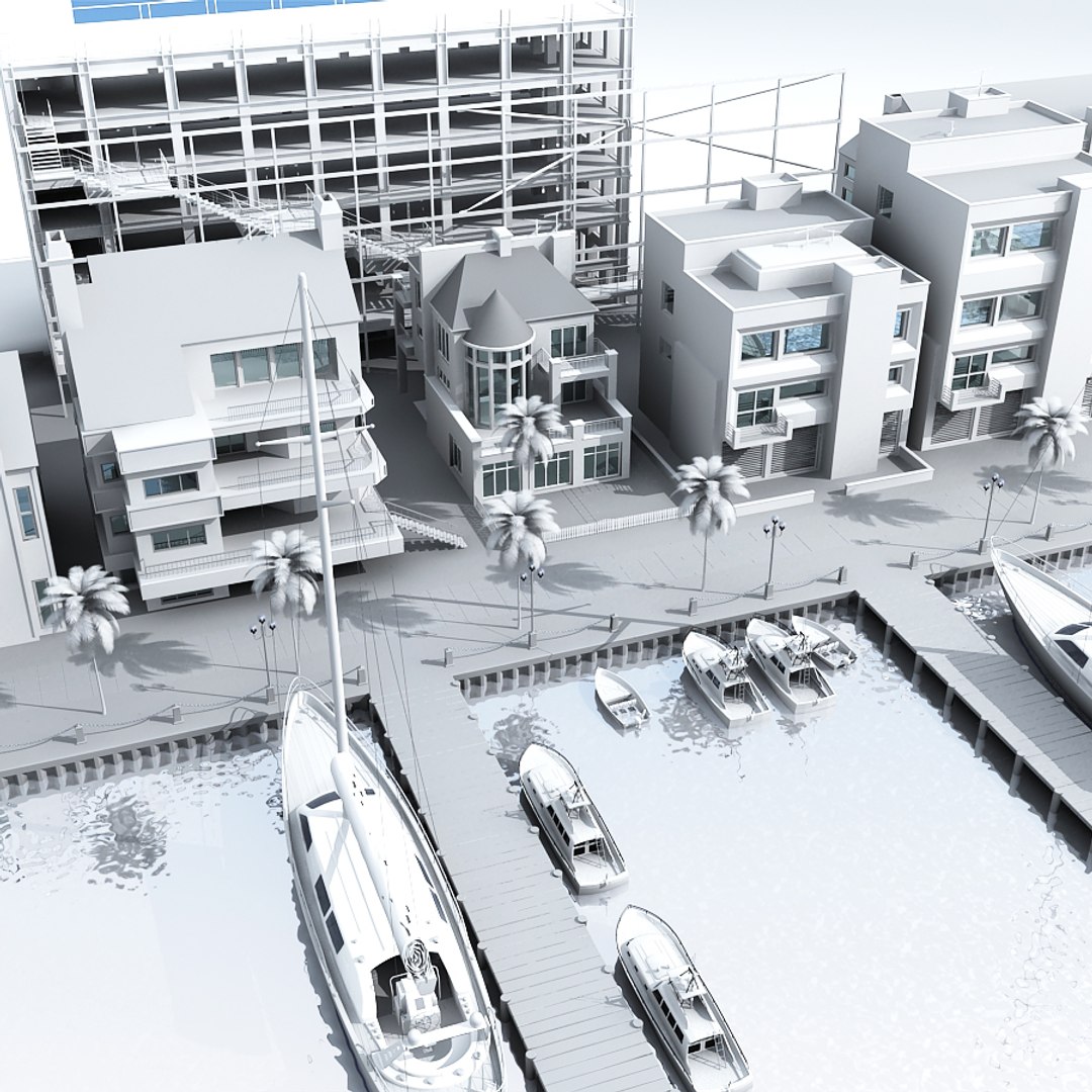 3d Seaside Port Model