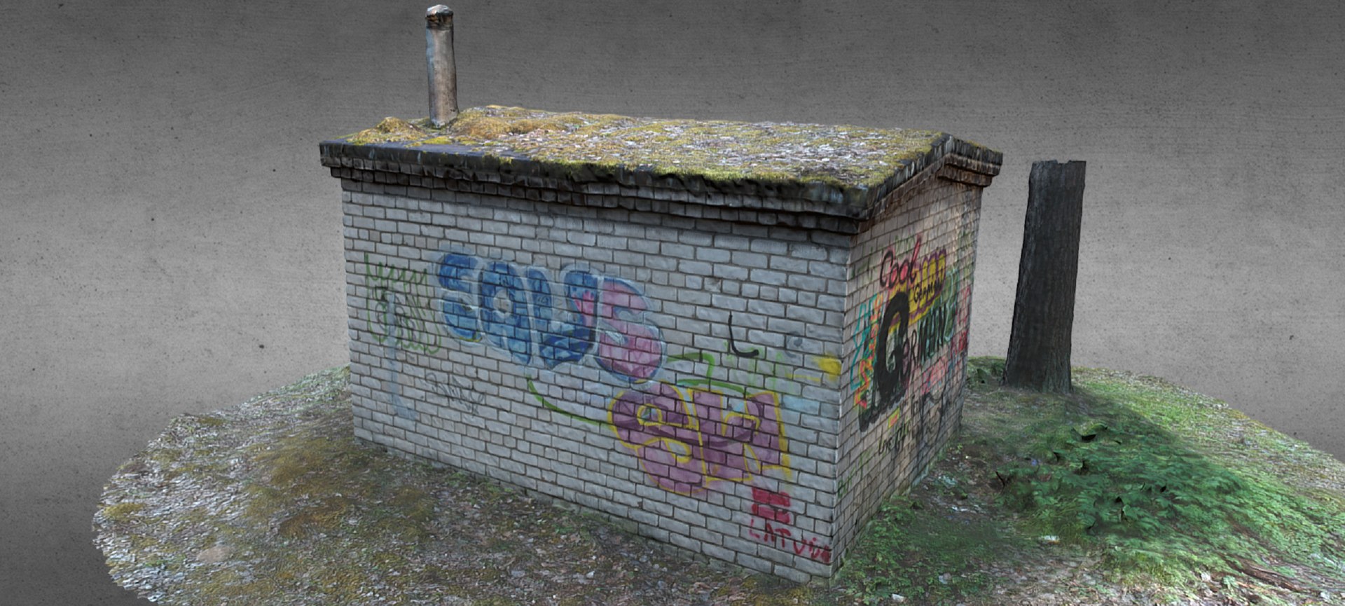 3D Brick Building with Grafitti - TurboSquid 1848910
