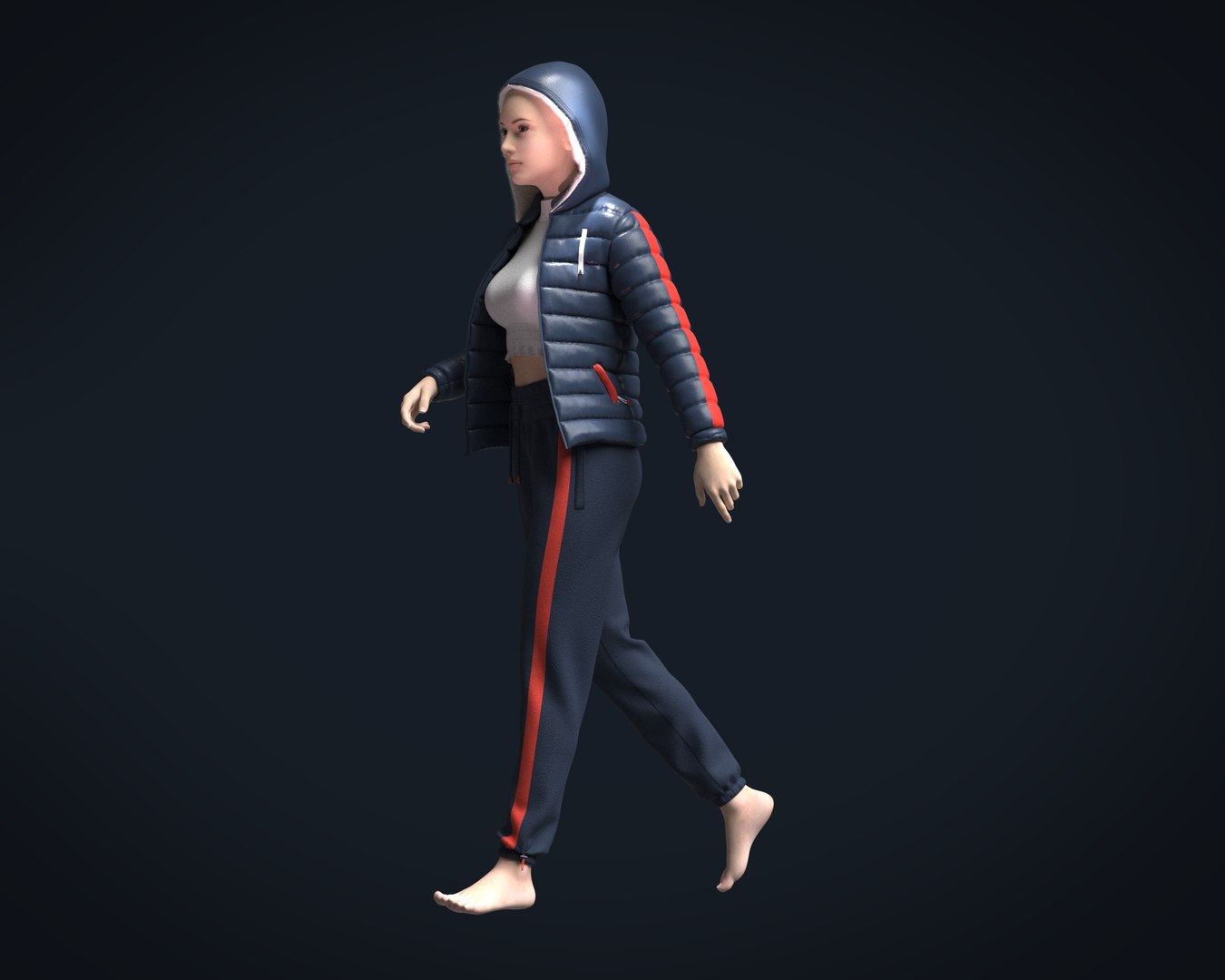 3D Girls Outfit-Puffer Jacket With Jogger - TurboSquid 2048120