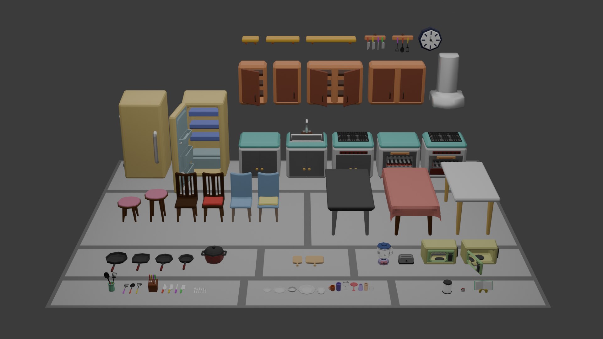 3D Kitchen Props Game Ready Assets - TurboSquid 2178681