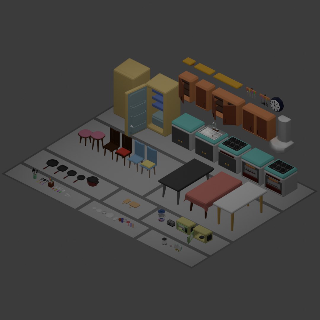 3D Kitchen Props Game Ready Assets - TurboSquid 2178681