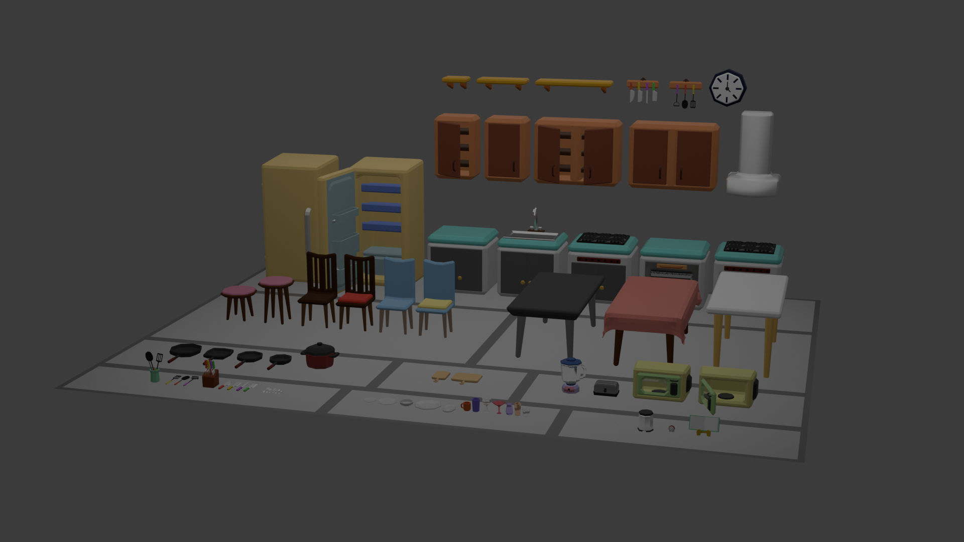 3D Kitchen Props Game Ready Assets - TurboSquid 2178681