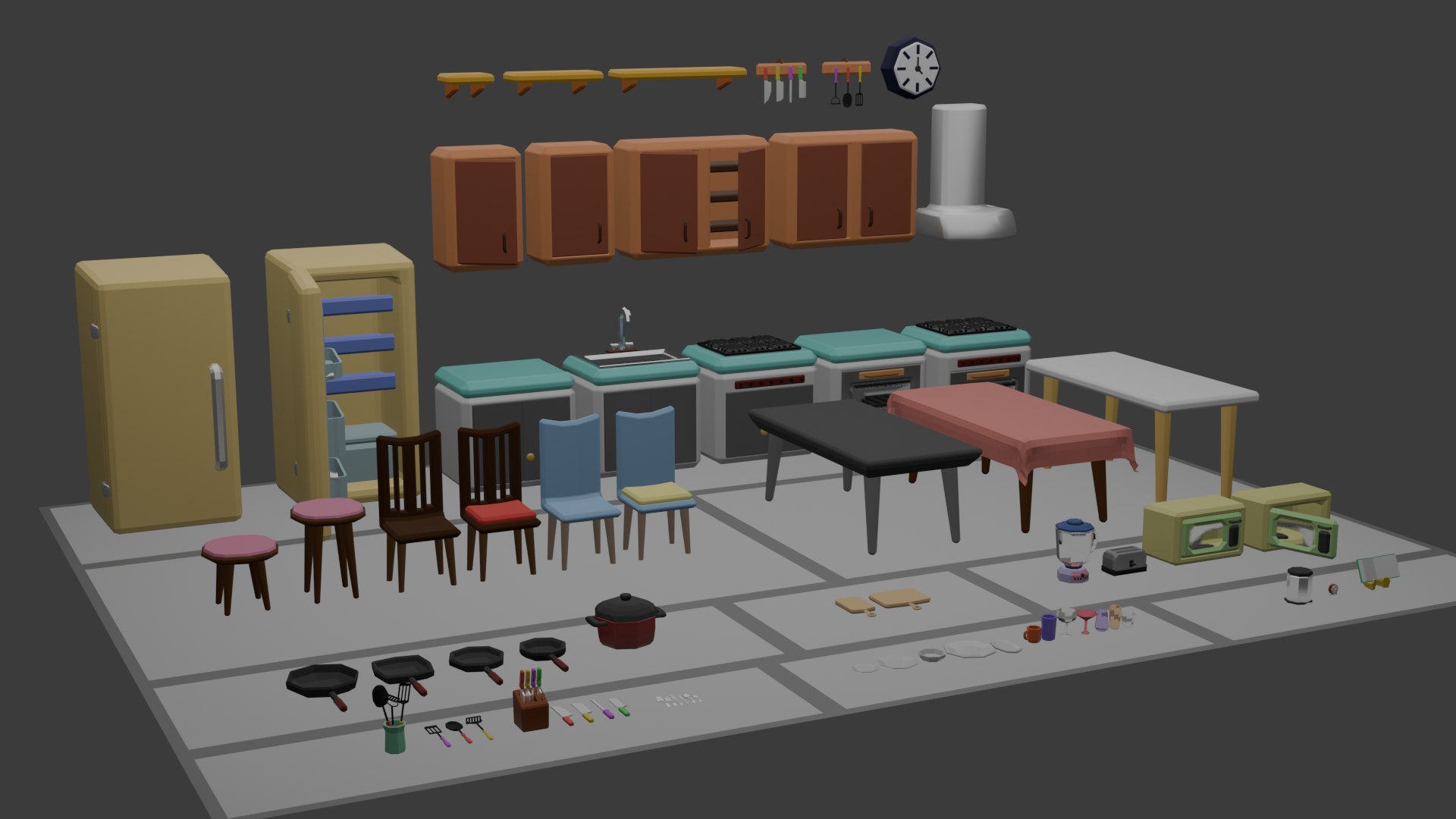 3D Kitchen Props Game Ready Assets - TurboSquid 2178681