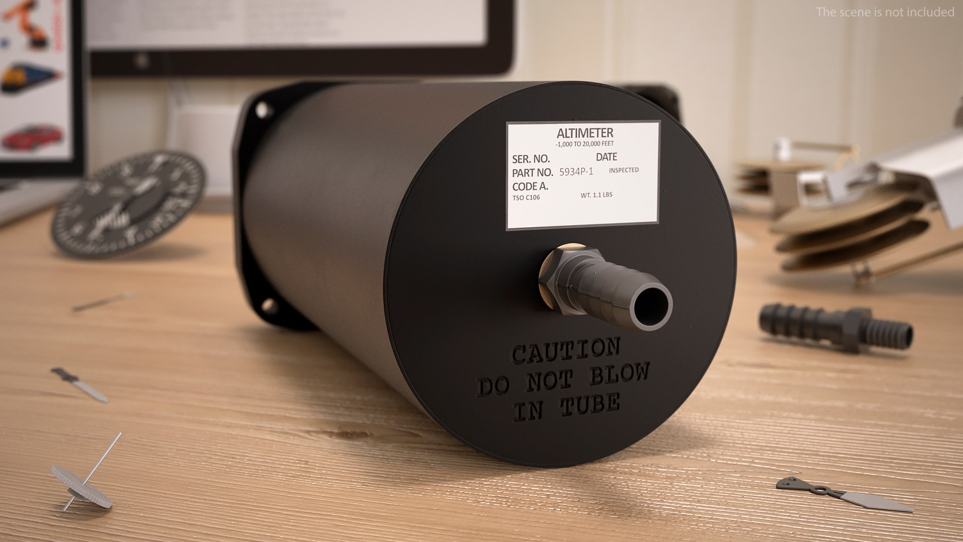 3D Cylindrical Aircraft Altimeter Mechanical Dial Black Rigged Model ...