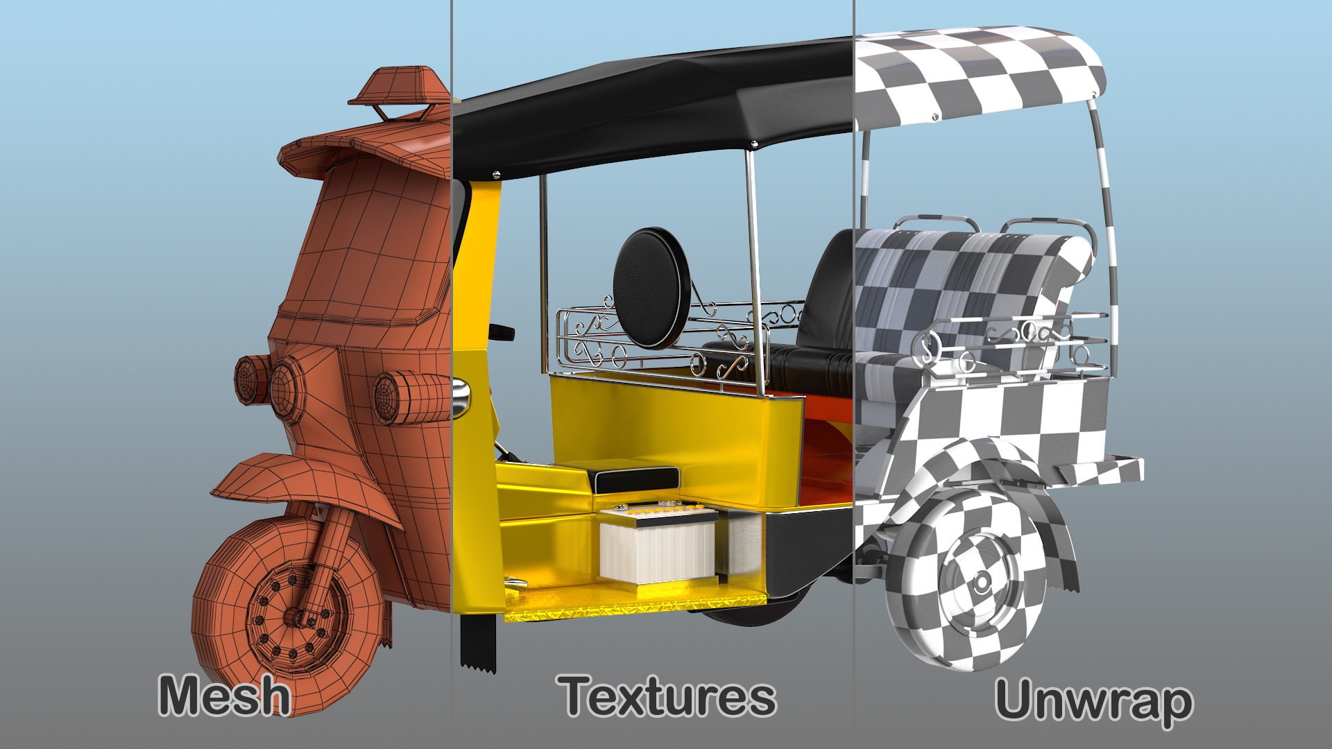 3D Wheeler Auto Rickshaw Model - TurboSquid 1558071