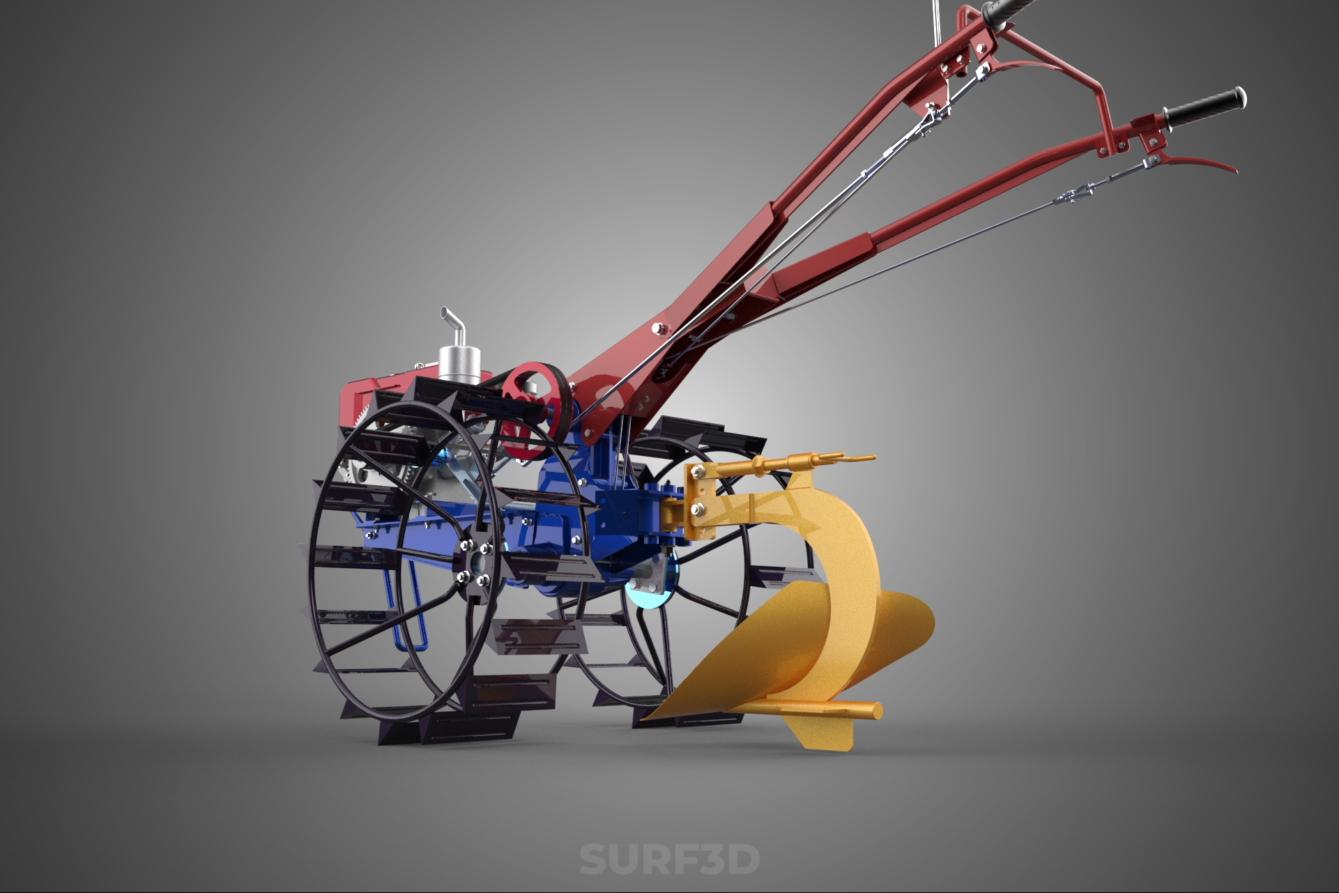 Modello 3D PICCOLA LAMA PER ARATURA CON SUPPORTO PER TRATTORE A MANO ...