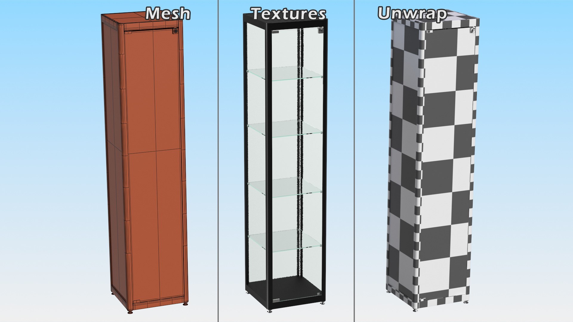 Glass Display Case Narrow Black Model - TurboSquid 1835875