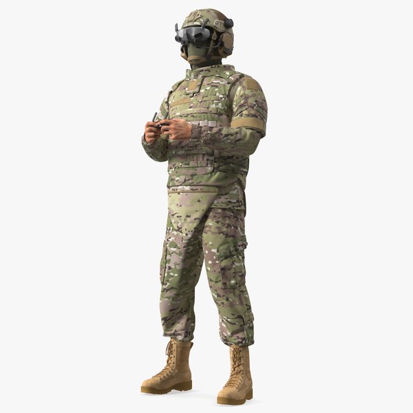 3D модель Оператор FPV-дрона с дистанционным управлением в меховых ...